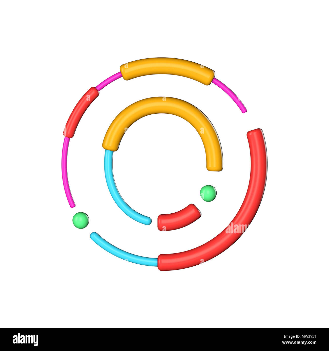 Letter O abstract modern color line font alphabet. 3D Rendering Stock ...