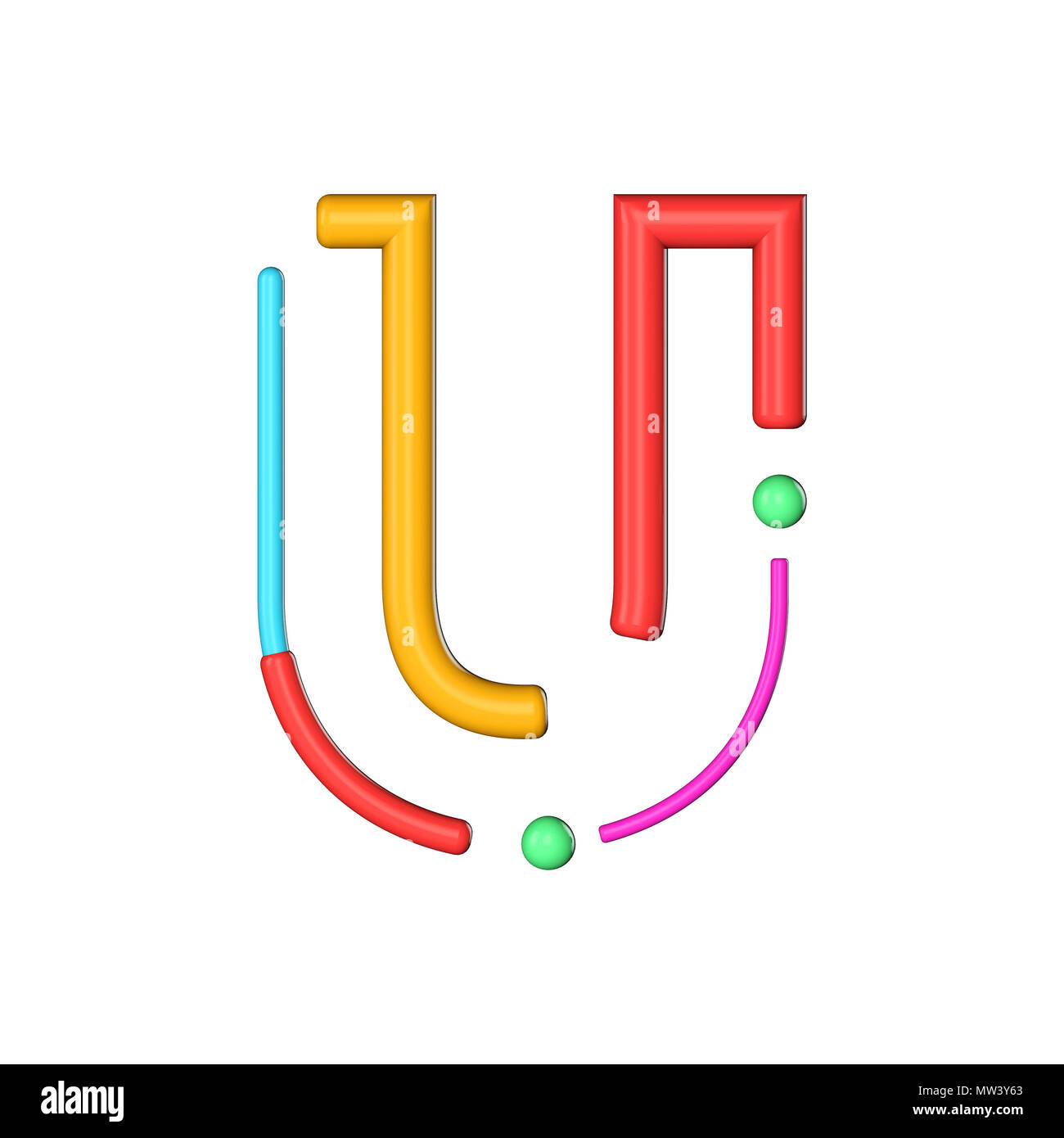 Letter U abstract modern color line font alphabet. 3D Rendering Stock ...
