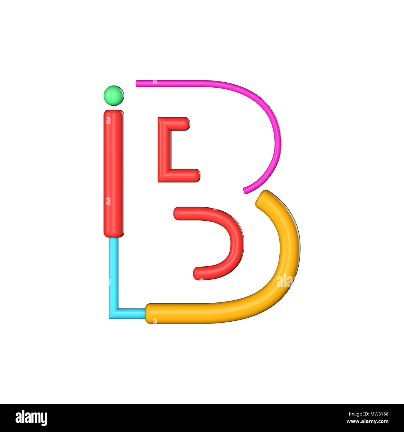 Letter B abstract modern color line font alphabet. 3D Rendering Stock ...