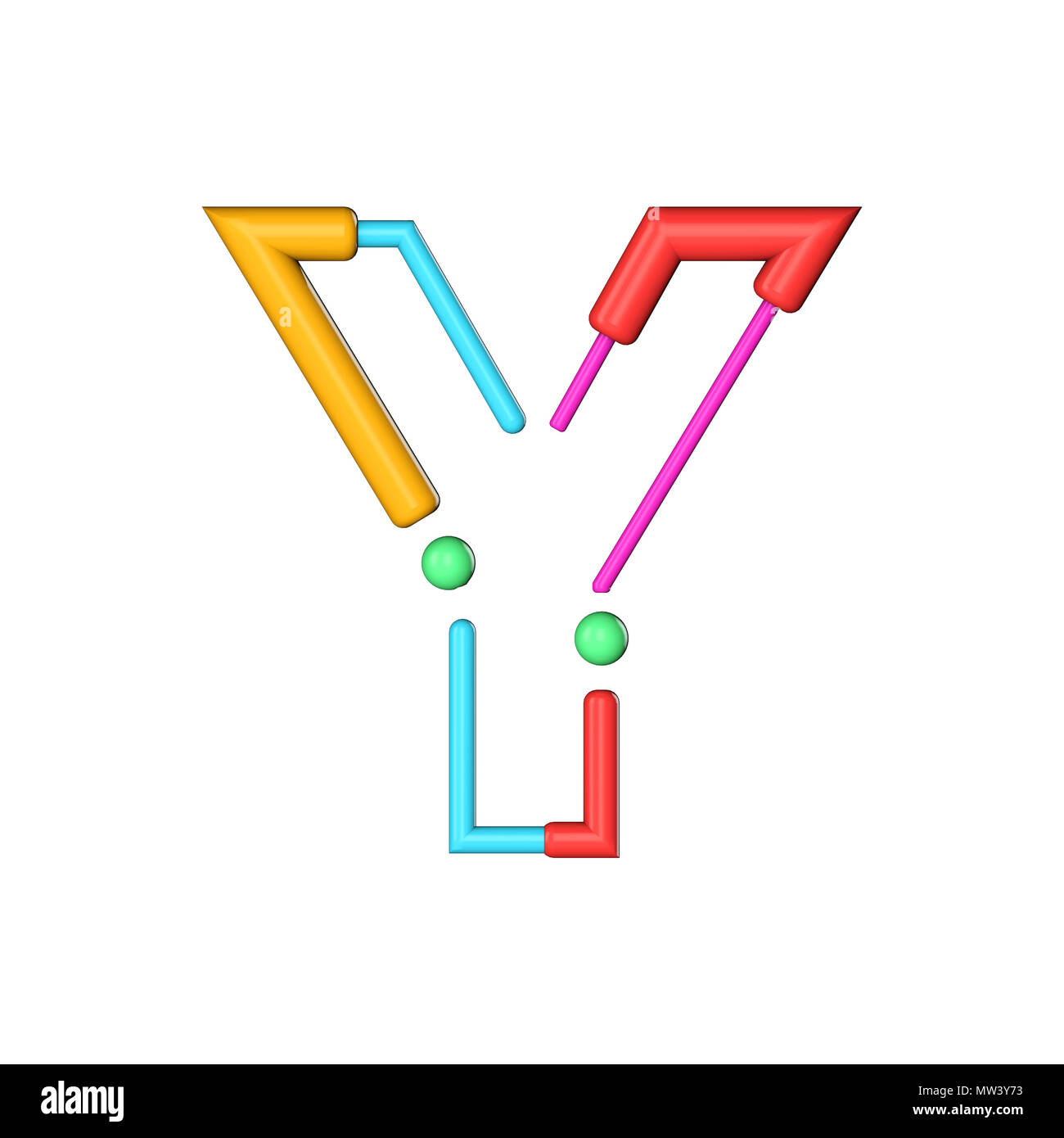 Letter Y abstract modern color line font alphabet. 3D Rendering Stock ...