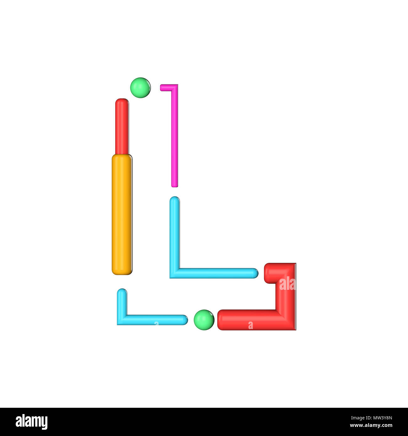 Letter L abstract modern color line font alphabet. 3D Rendering Stock ...