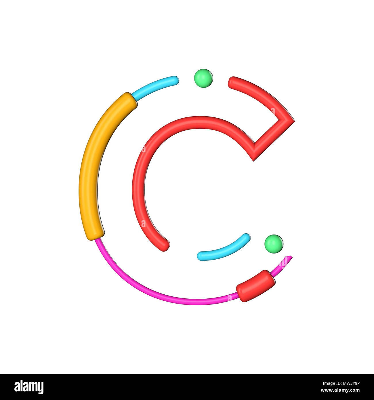 Letter C abstract modern color line font alphabet. 3D Rendering Stock ...