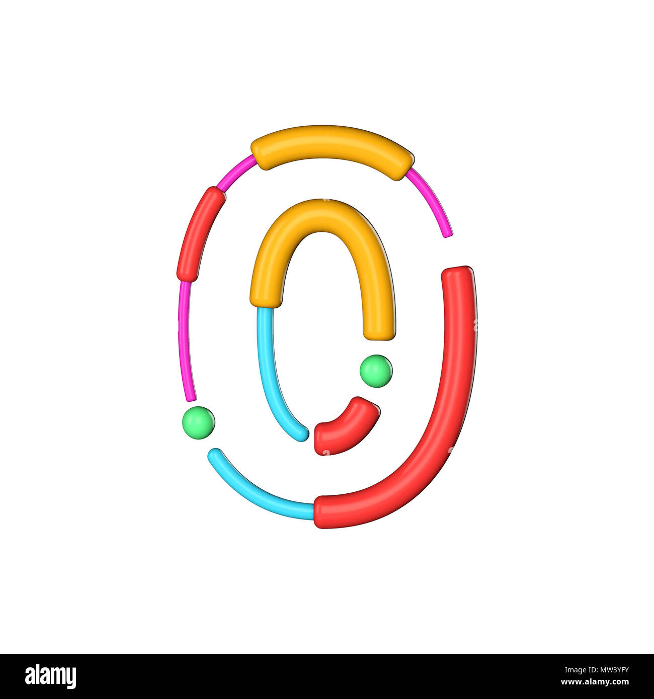 Number 0 abstract modern color line font alphabet. 3D Rendering Stock ...