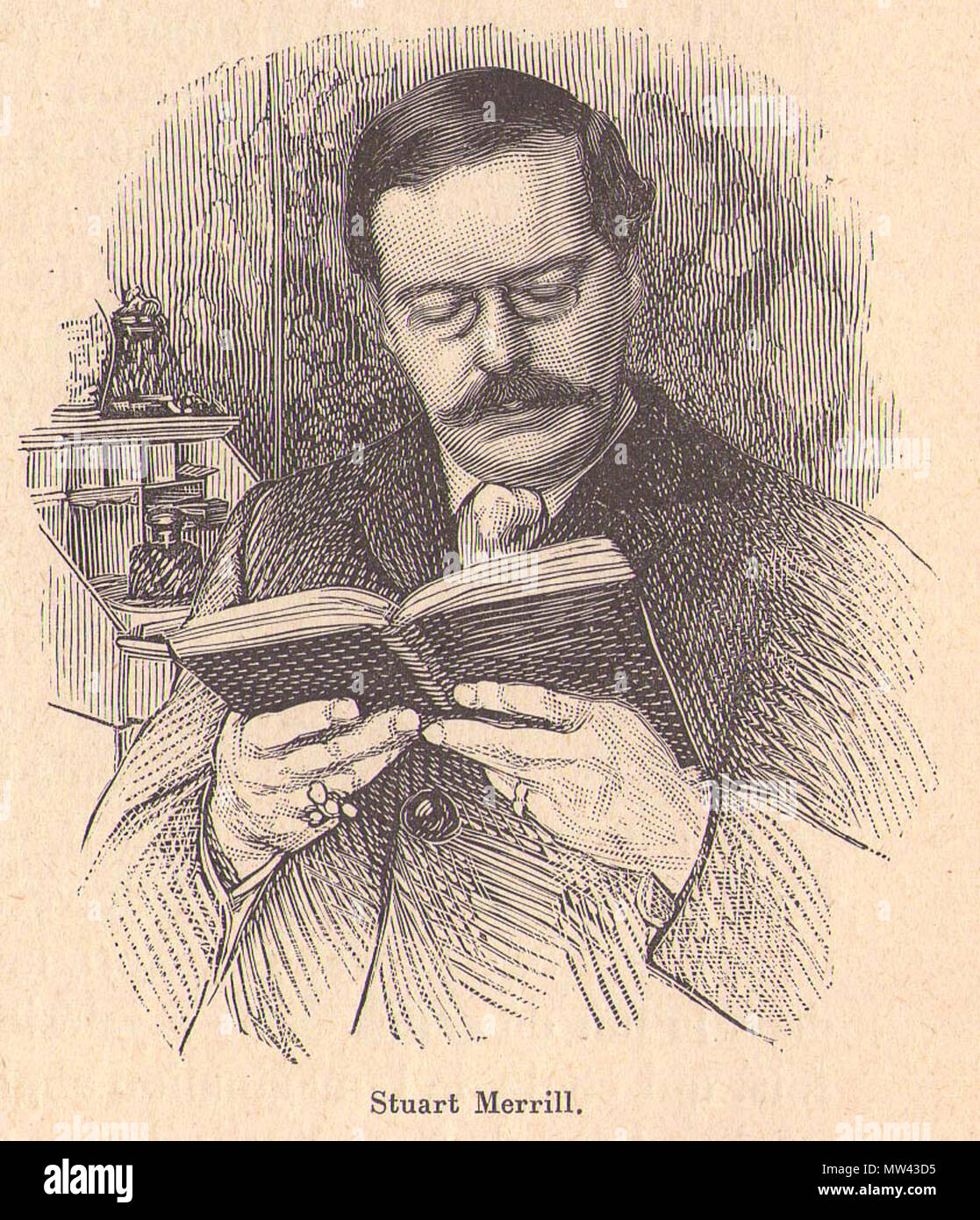 . Portrait of American (French language) poet Stuart Merrill (1863-1915 ...