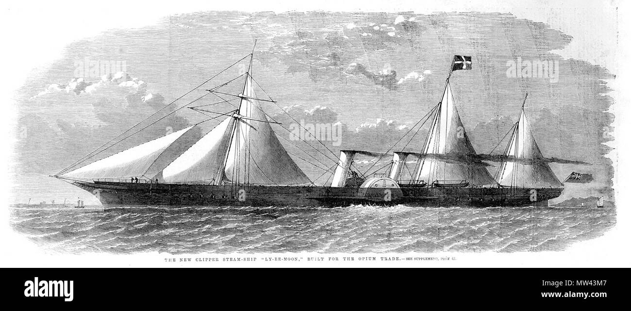. The clipper steamship Ly-ee-moon, built for the opium trade. circa ...