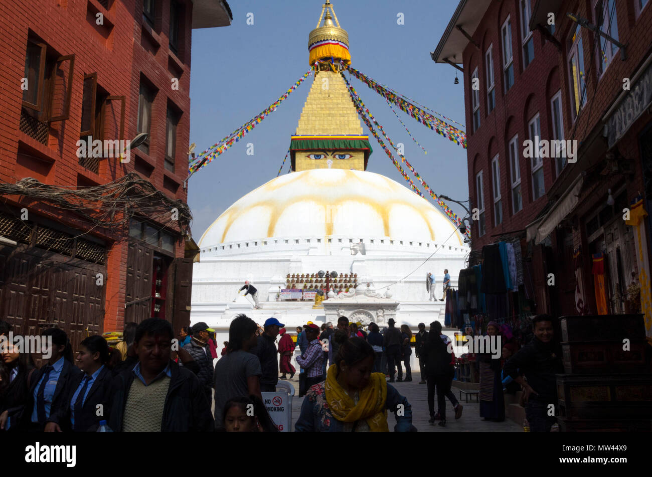 Boudhanath Stupa and temple, Kathmandu, Nepal Stock Photo - Alamy