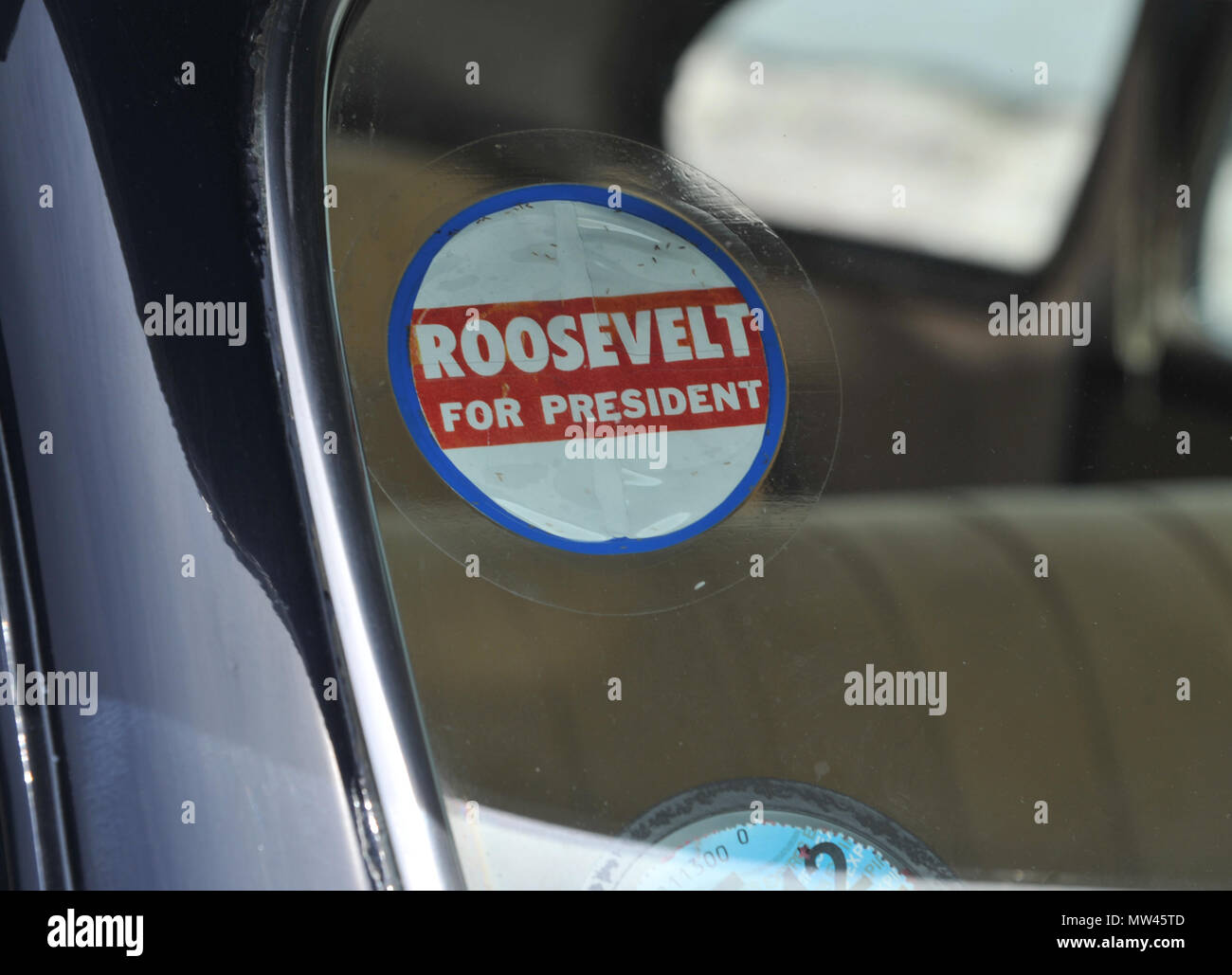 Roosevelt for President sticker in a 1940 Plymouth US Navy classic ...