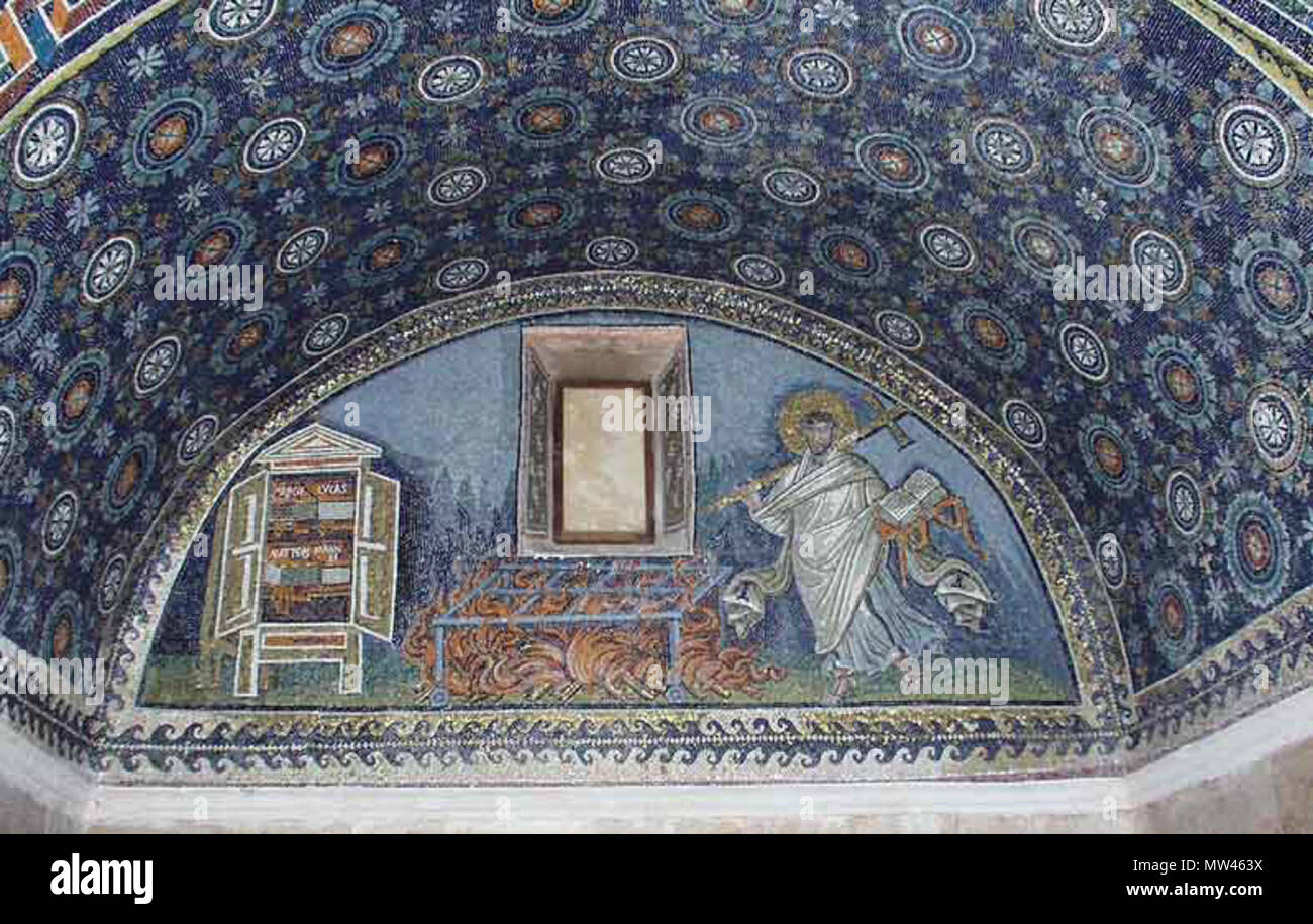 . Martyrdom of Saint Lawrence. Mosaic from the Mausoleum of Galla ...