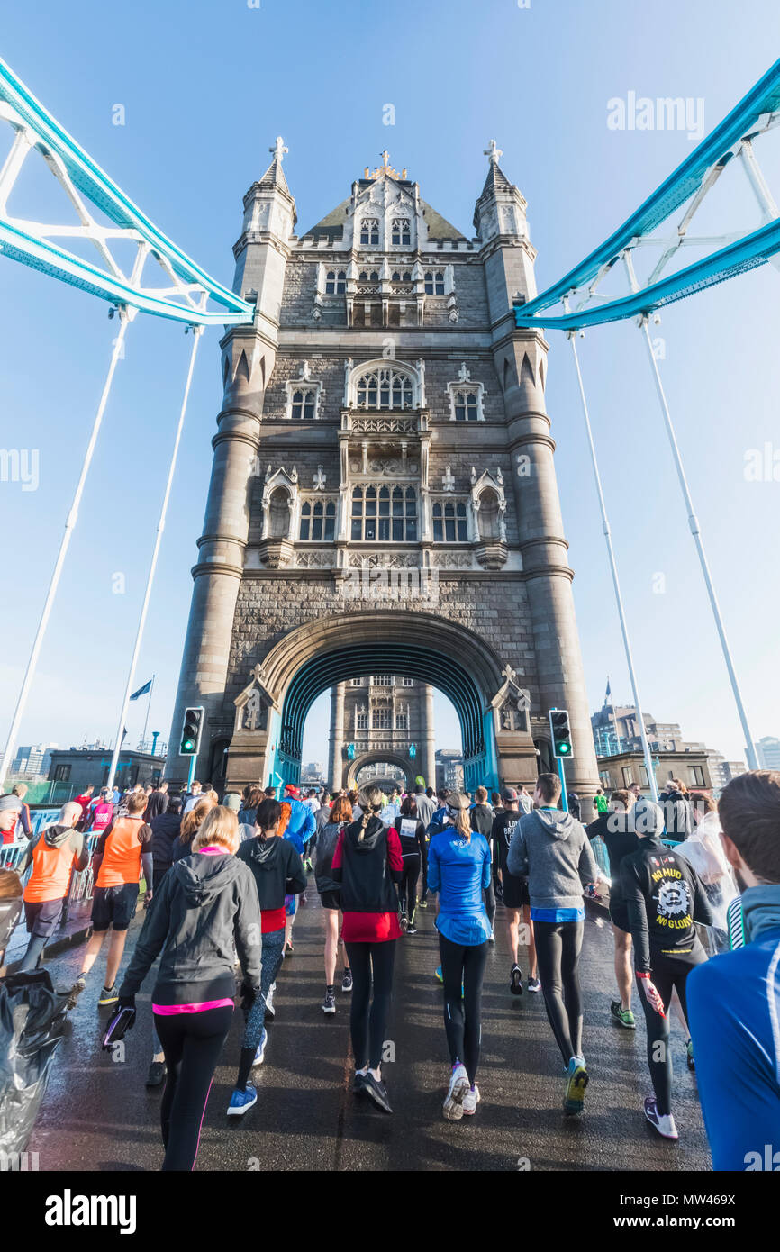 England, London, Marathon Runners on Tower Bridge Stock Photo - Alamy