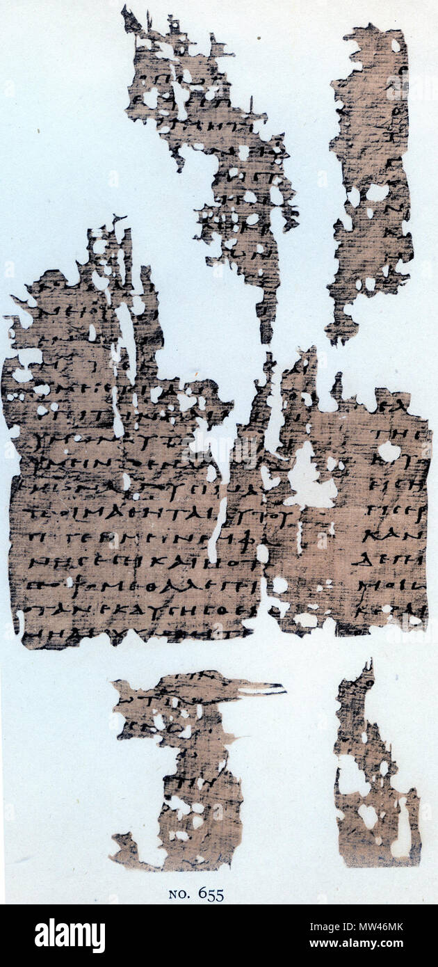 . English: fragment of a scroll . 3rd century. Unknown 461 P. Oxy. 655 ...
