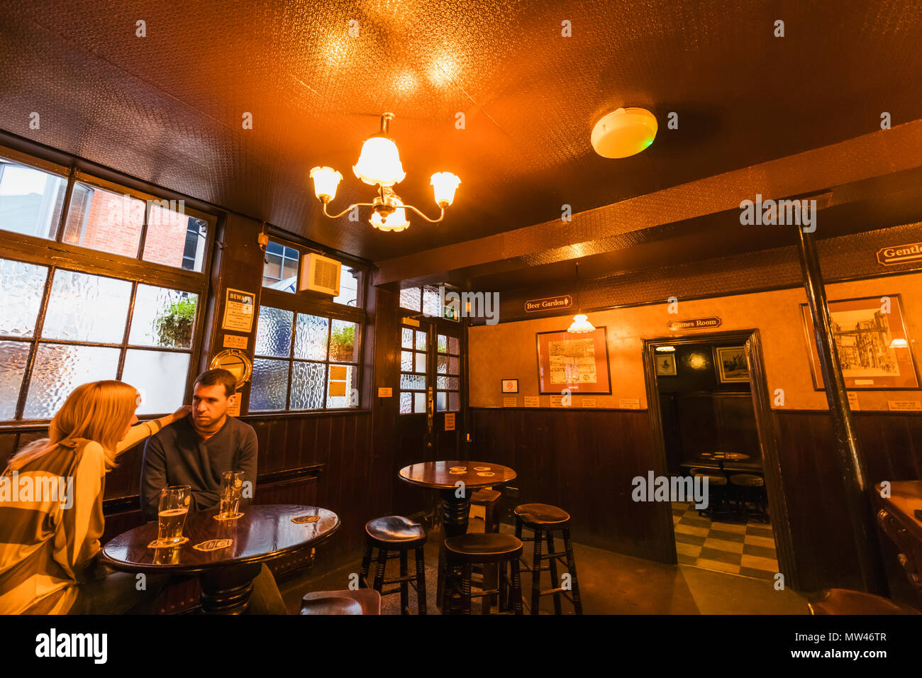 England, London, Southwark, Anchor Tap Pub, Customers Talking Stock ...