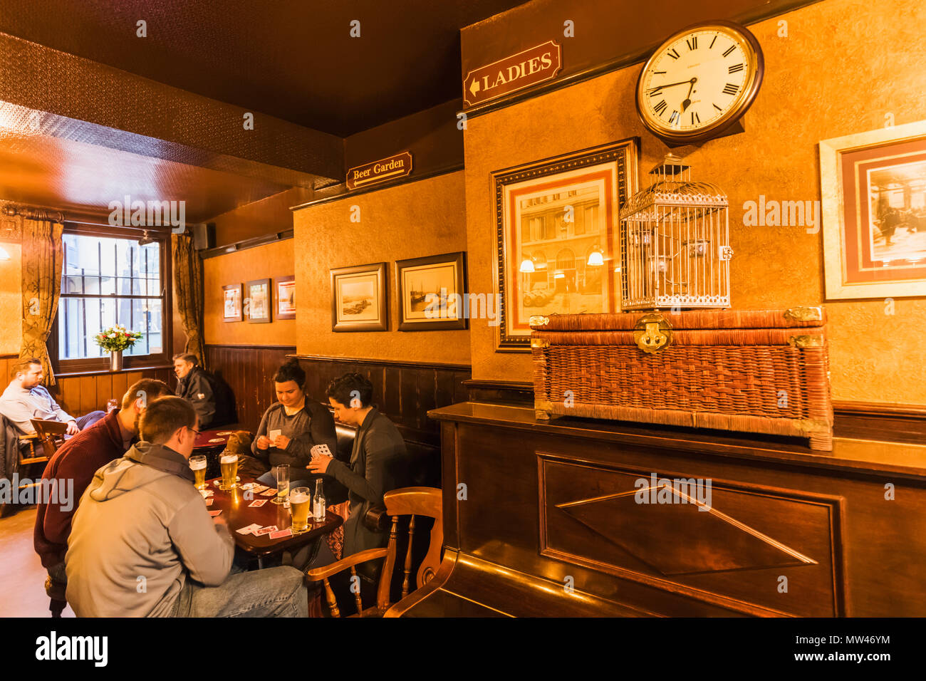 England, London, Southwark, Anchor Tap Pub, Customers Playing Cards ...
