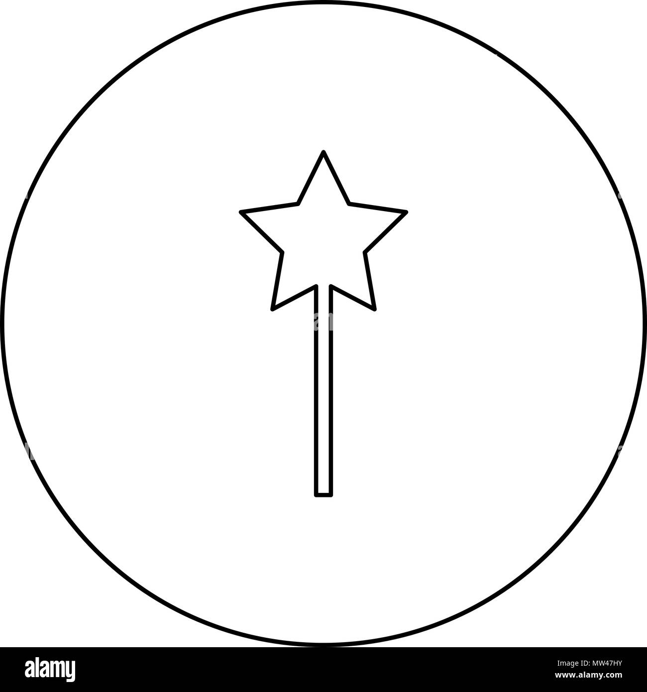 Magic wand black icon in circle outline vector I isolated Stock Vector ...
