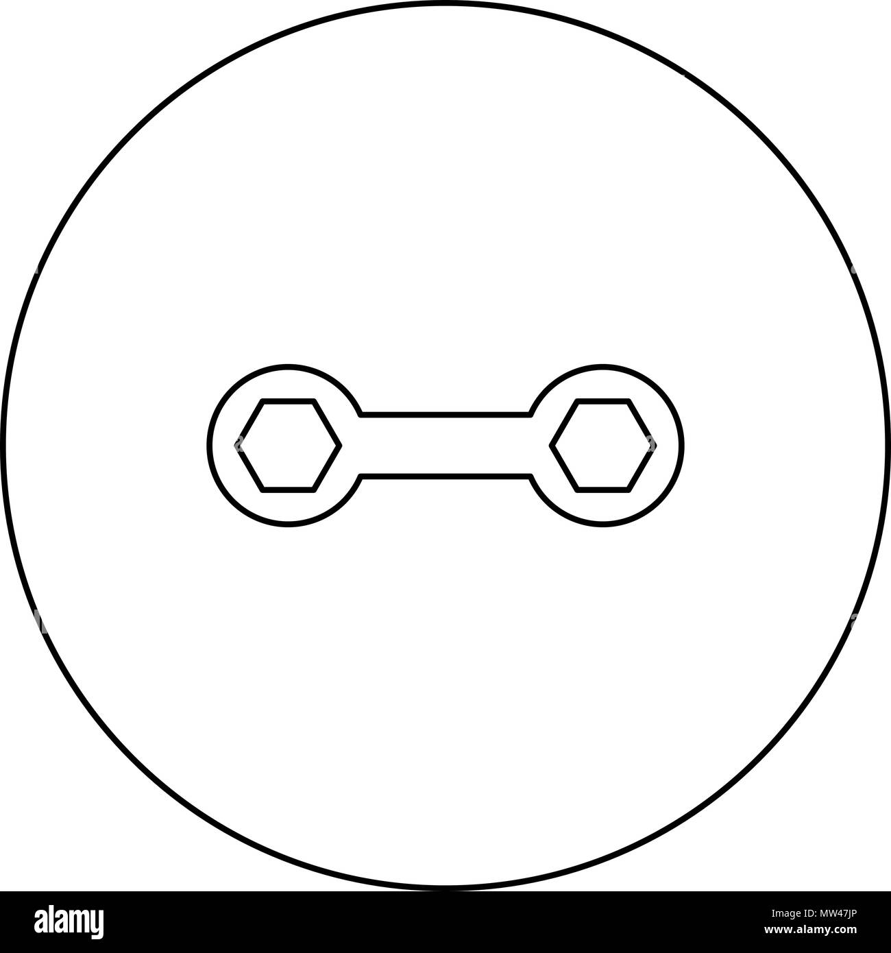 Spanner black icon in circle outline vector I isolated Stock Vector ...