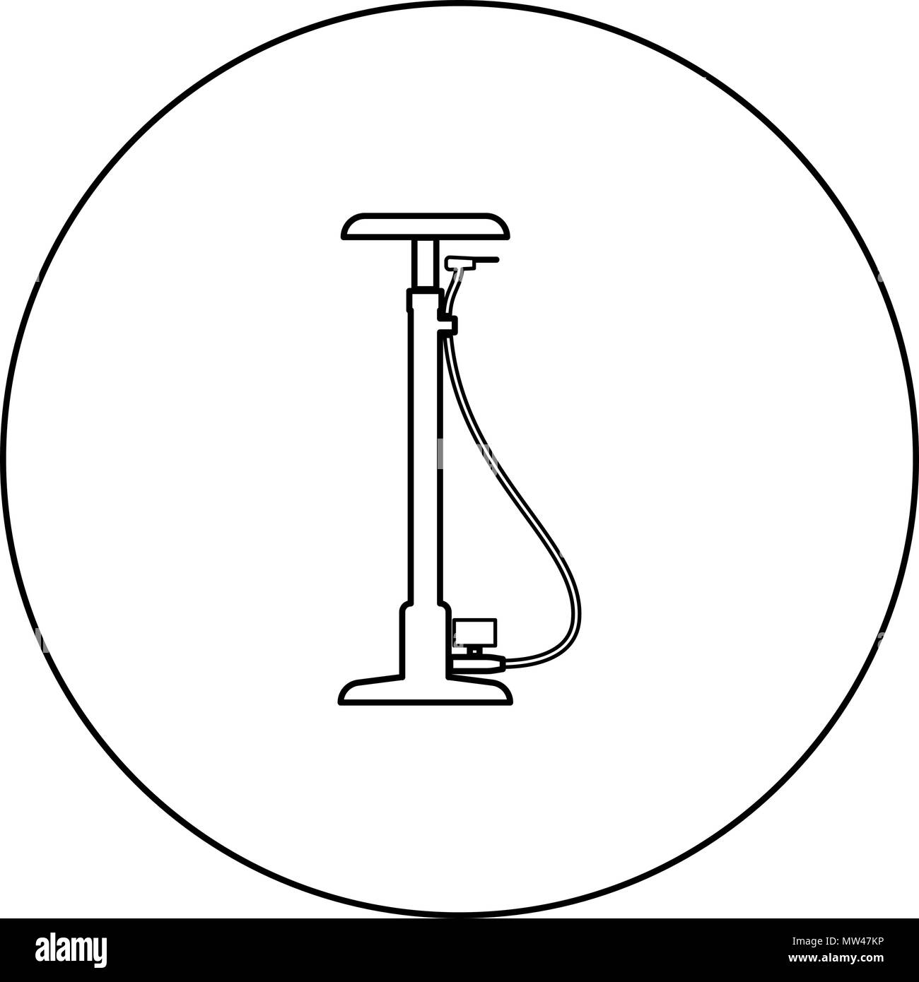Bicycle pump black icon in circle outline vector I isolated Stock ...