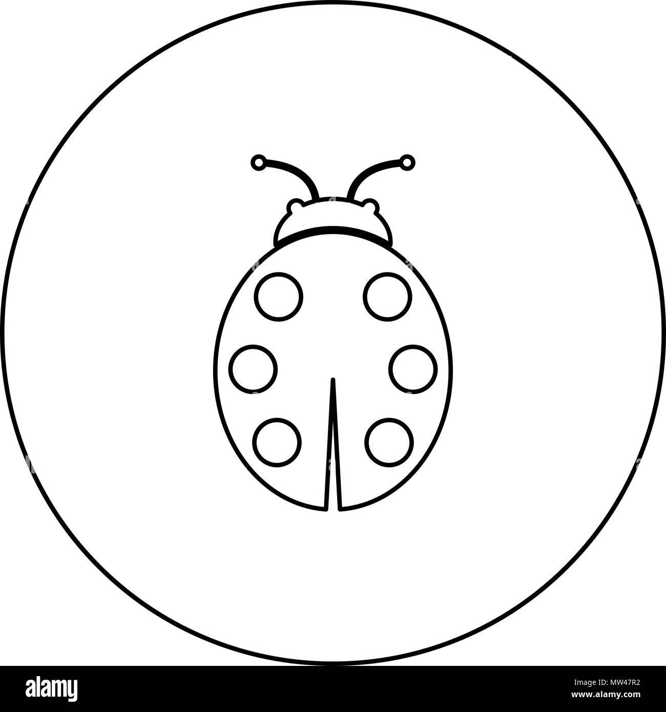 Ladybird black icon in circle outline vector I isolated Stock Vector ...