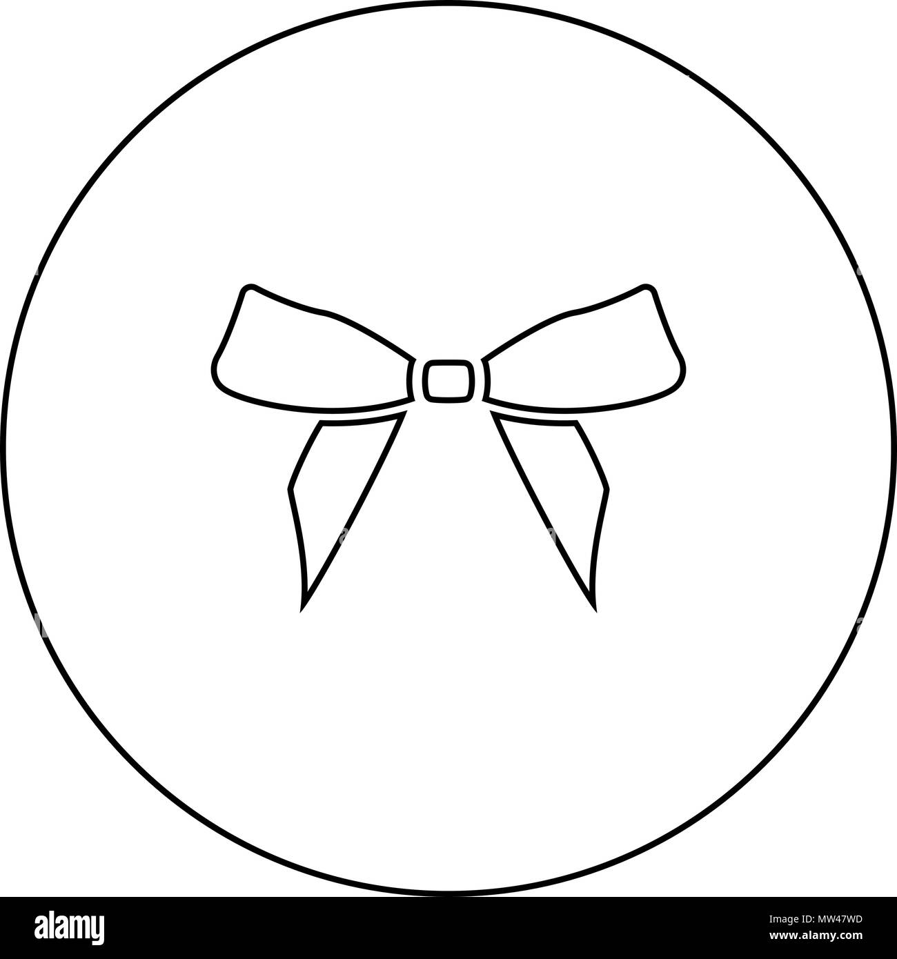 Bow black icon in circle outline vector I isolated Stock Vector Image ...