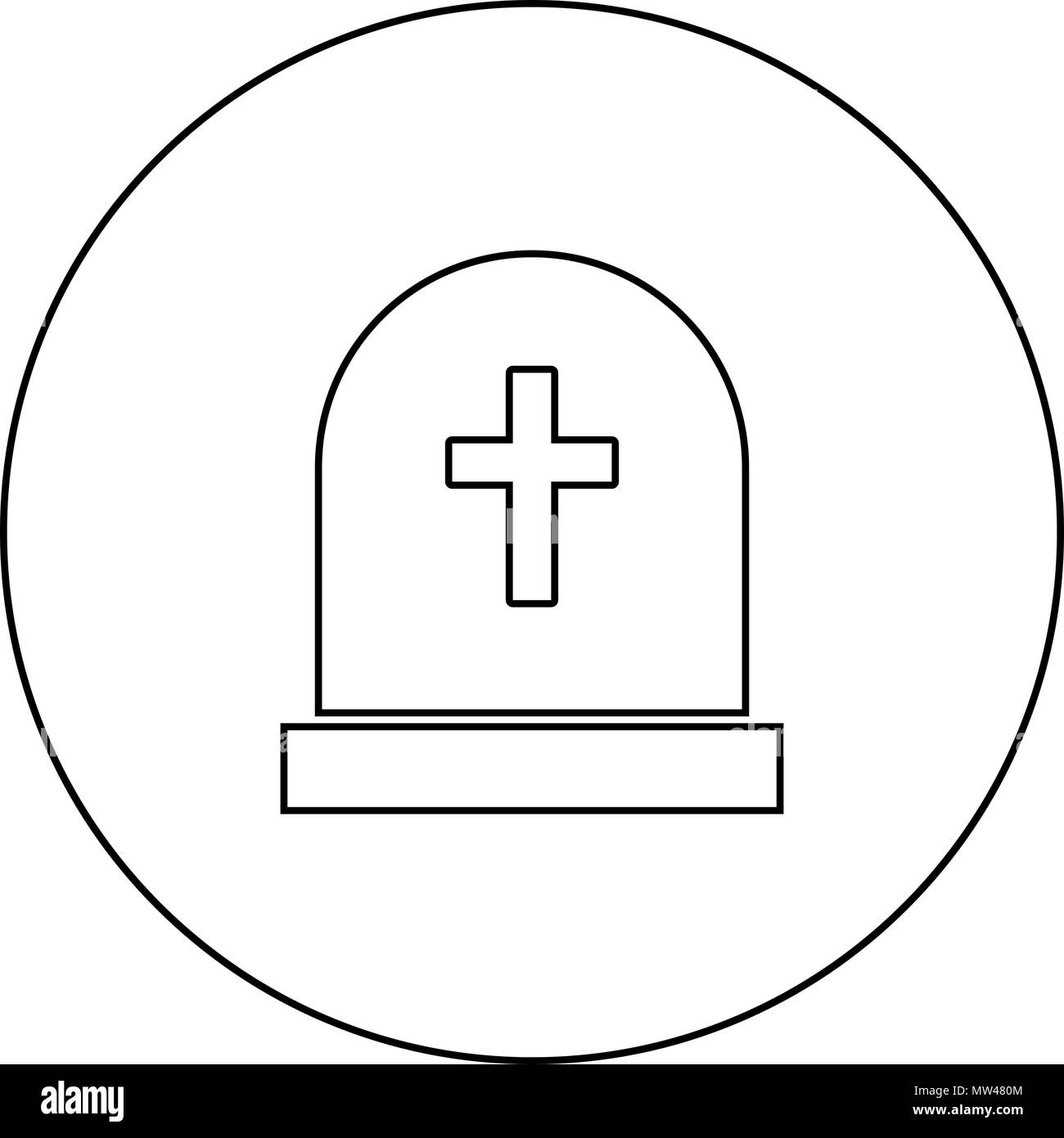 Tomb stone black icon in circle outline vector I isolated Stock Vector ...