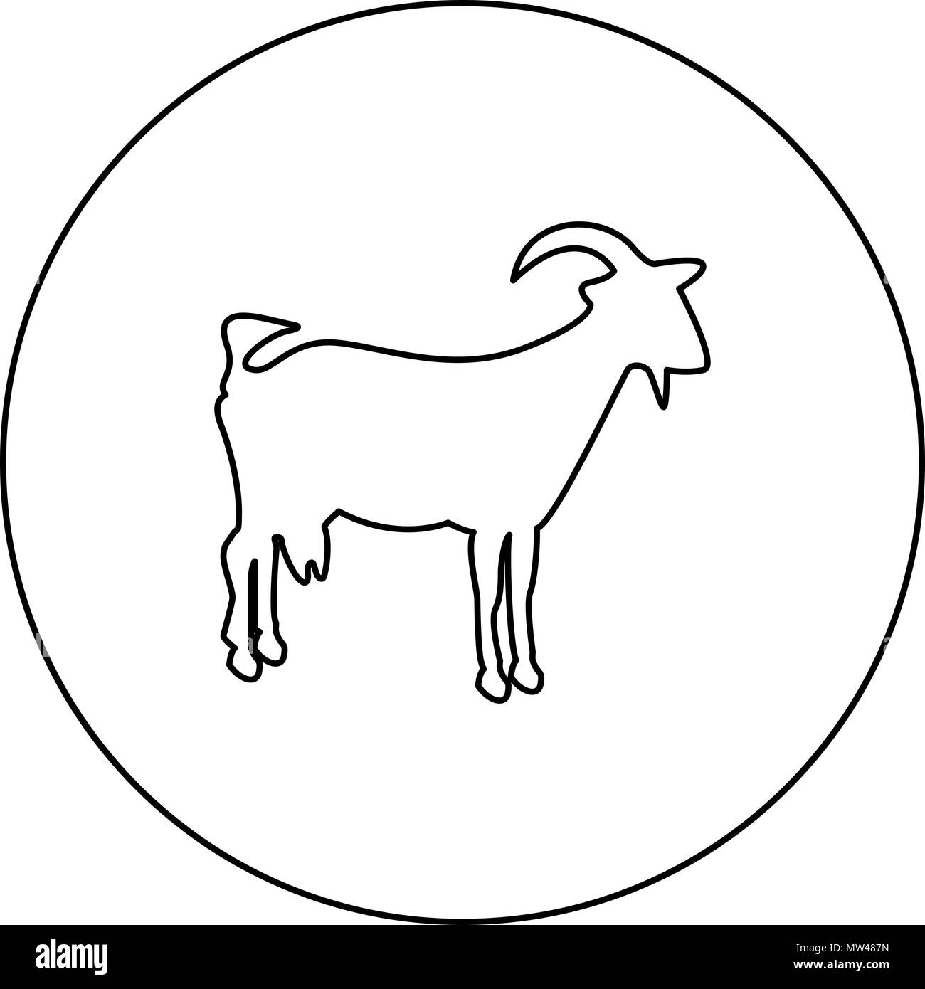 Goat black icon in circle outline vector I isolated Stock Vector Image ...