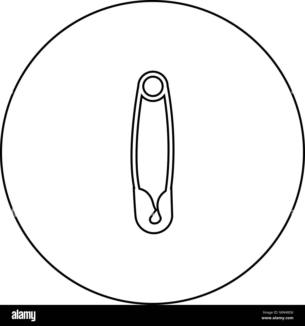 Safety pin black icon in circle outline vector I isolated Stock Vector ...