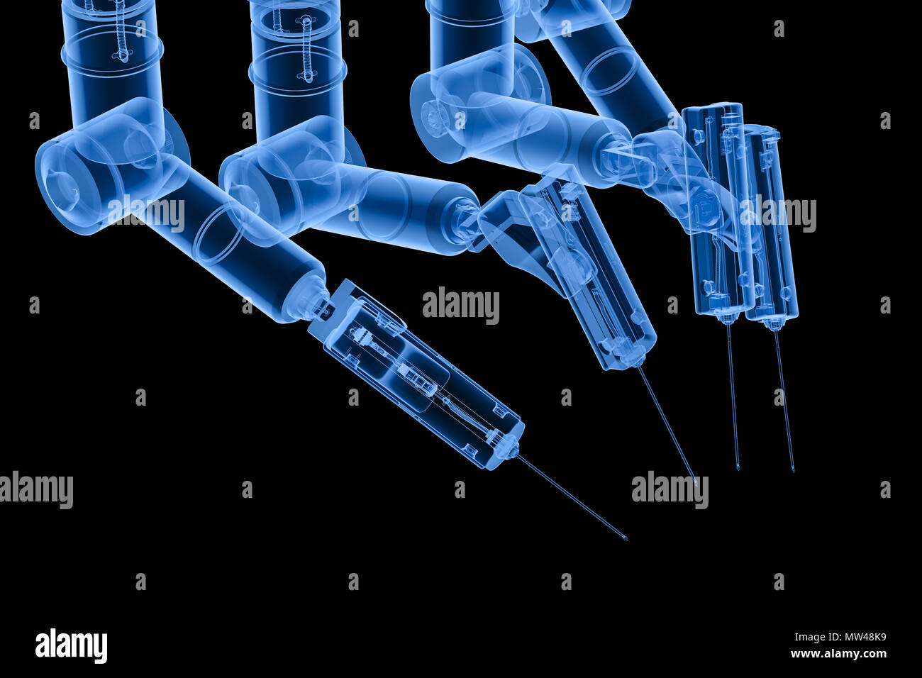 3d rendering x-ray robot surgery machine isolated on black Stock Photo ...