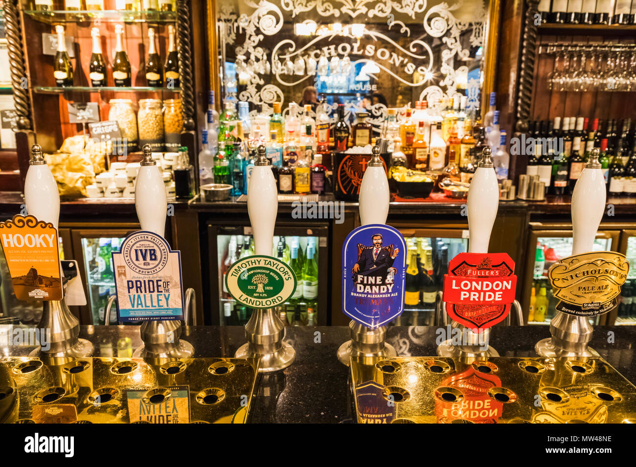 England, London, Pub Beer Pump Handles Stock Photo - Alamy