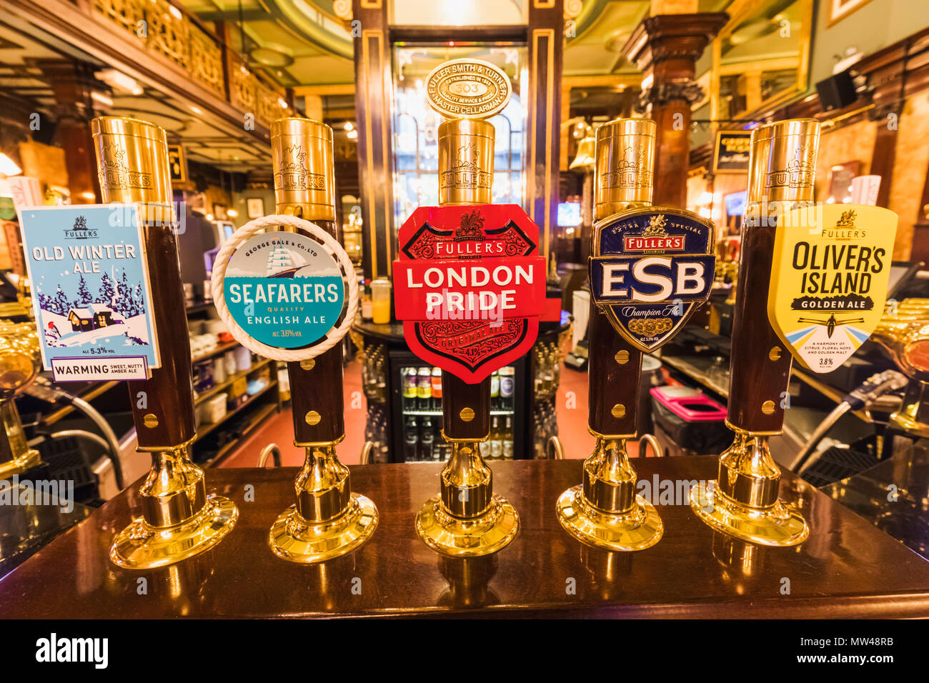 England, London, Pub Beer Pump Handles Stock Photo - Alamy