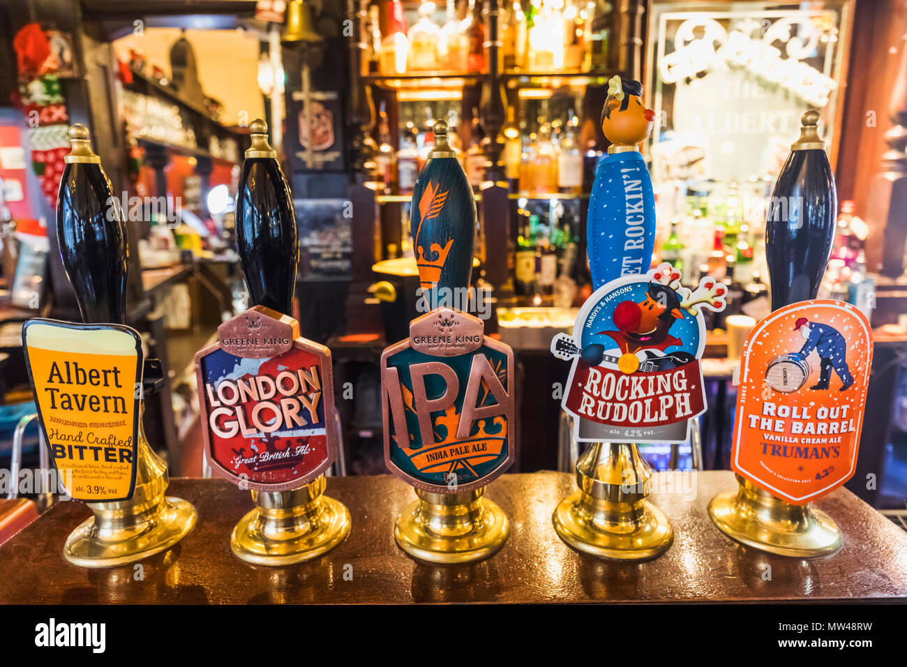 England, London, Pub Beer Pump Handles Stock Photo - Alamy