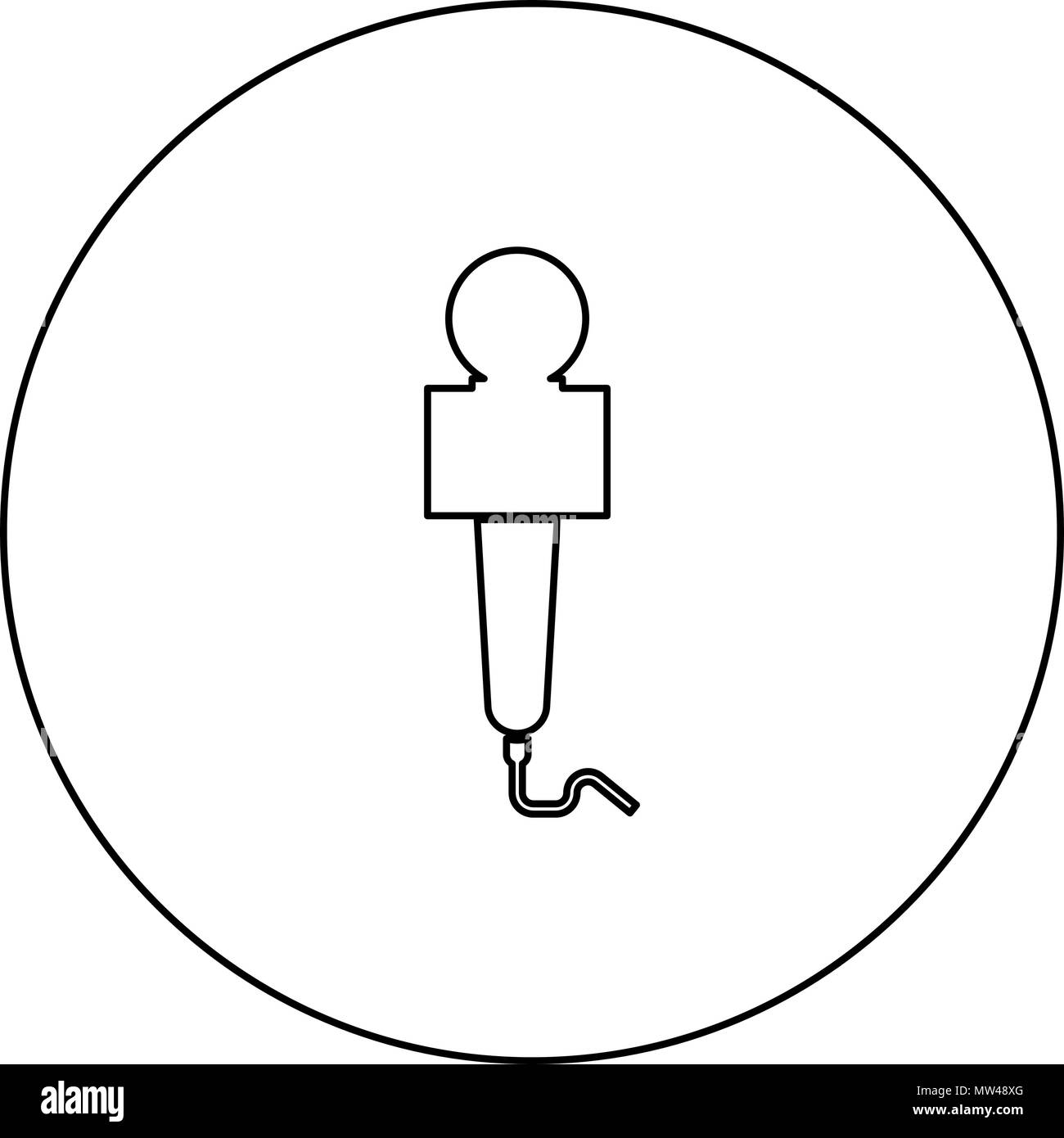 News microphone black icon in circle outline vector I isolated Stock ...