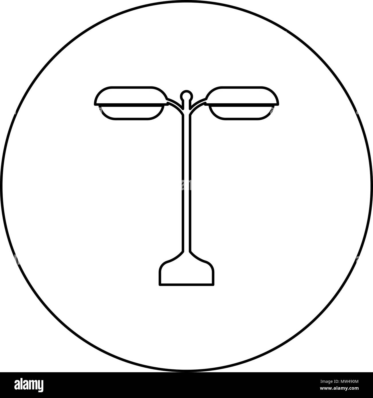 Street light or lamp black icon in circle outline vector I isolated ...