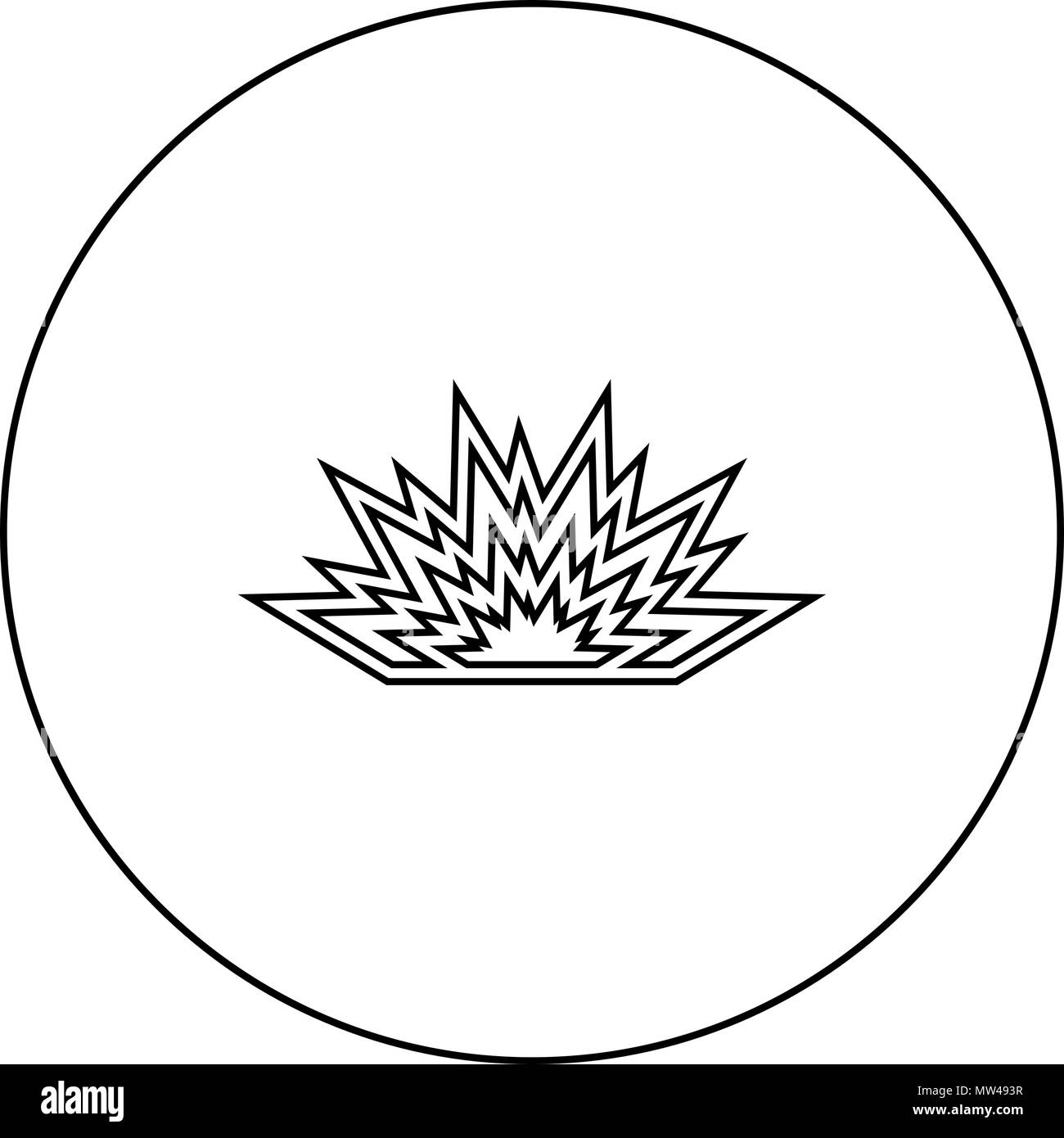 Explosion black icon in circle outline vector I isolated Stock Vector ...