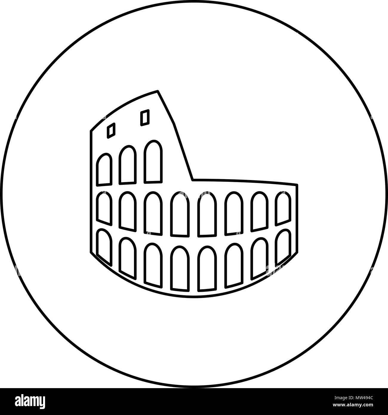 Coliseum black icon in circle outline vector I isolated Stock Vector ...