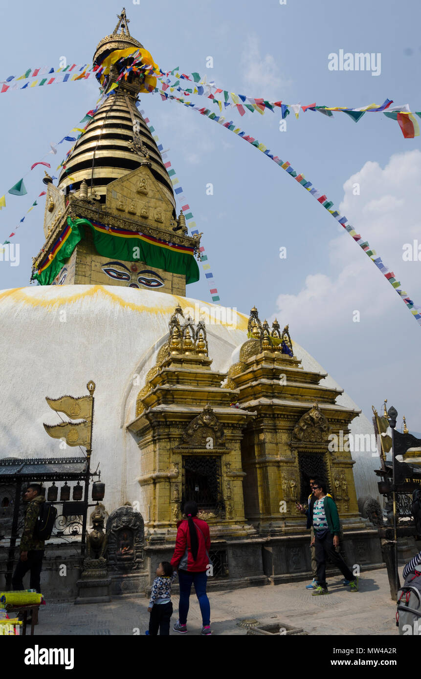 Stupa at Swayambhunath temple, Kathmandu, Nepal Stock Photo - Alamy