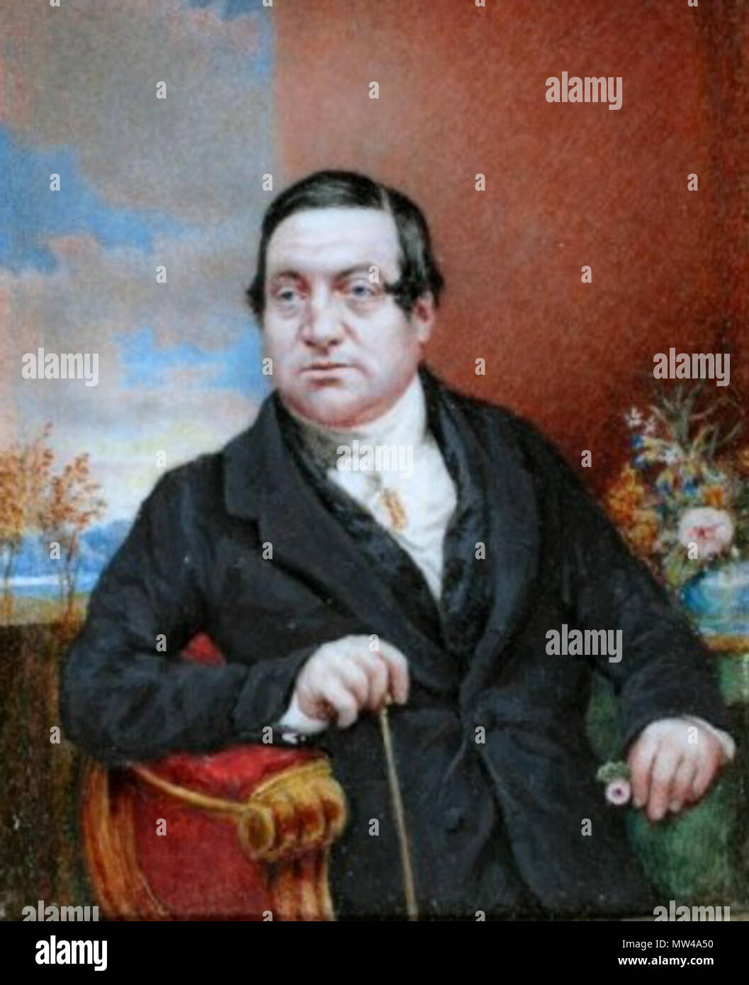 . English: Miniature portrait of the English racehorse trainer John ...
