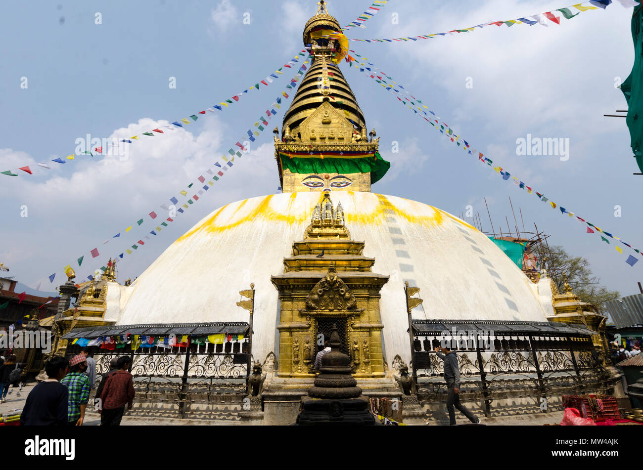 Stupa at Swayambhunath temple, Kathmandu, Nepal Stock Photo - Alamy