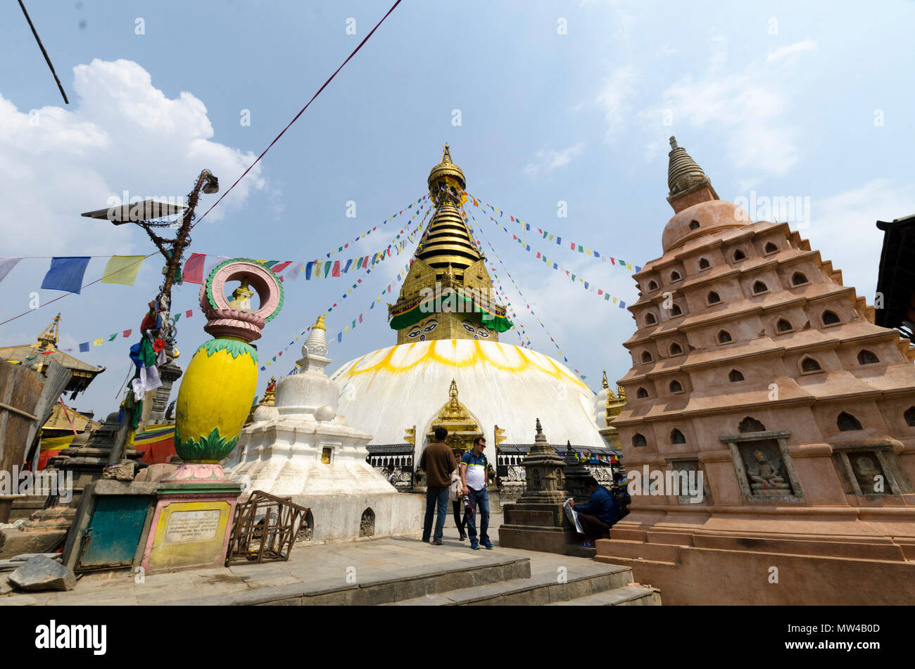 Stupa at Swayambhunath temple, Kathmandu, Nepal Stock Photo - Alamy