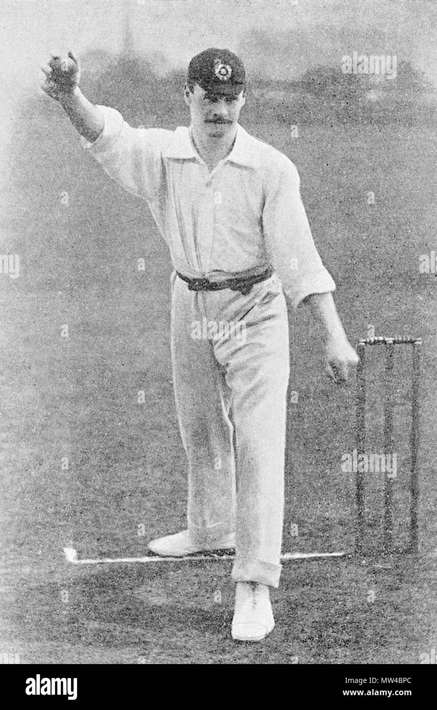 . Scan of cricketer Gilbert Jessop . 1896. Photo by E Hawkins, Brighton ...