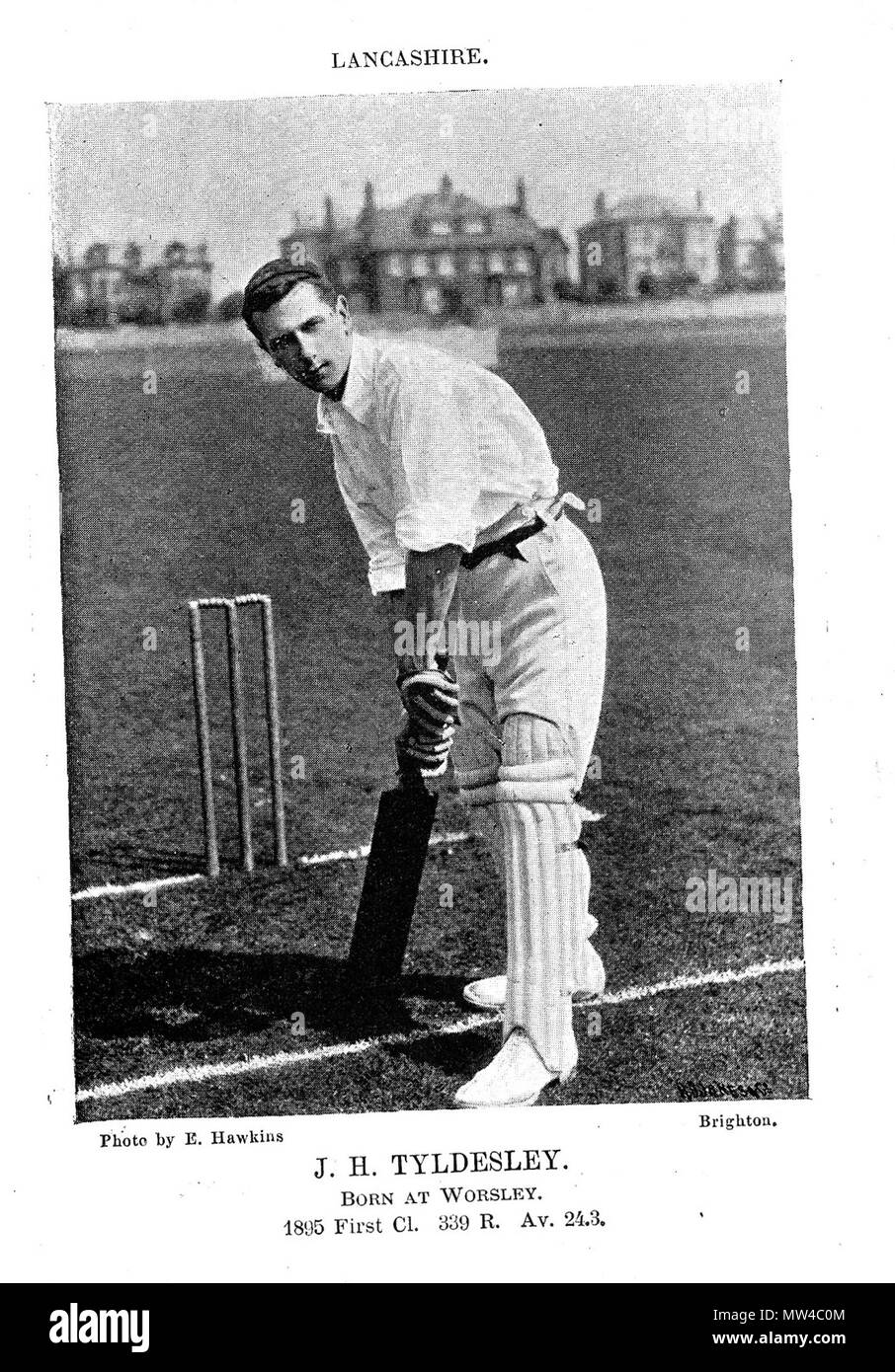 . English: Scan of cricketer Johnny Tyldesley . 1896. Photo by E ...