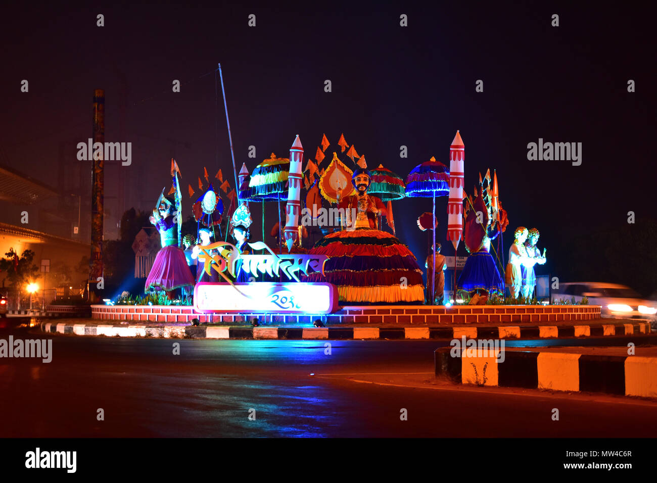 A decorated roundabout during the Shigmo festival in Panjim, Goa Stock ...