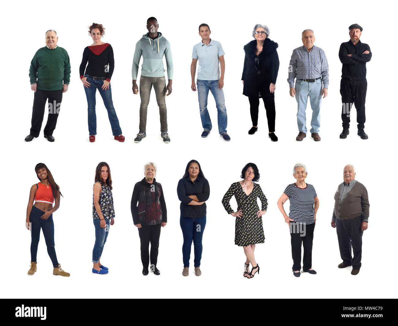 group of mixed people on white Stock Photo - Alamy