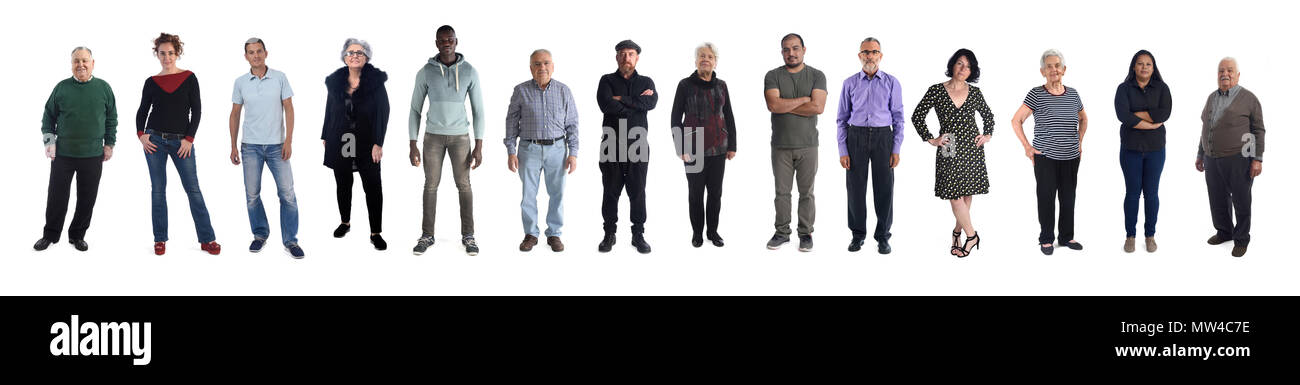 group of mixed people on white Stock Photo - Alamy