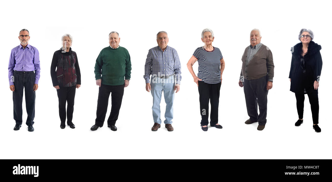 senior group sixty, seventy and eighty isolated on white Stock Photo ...