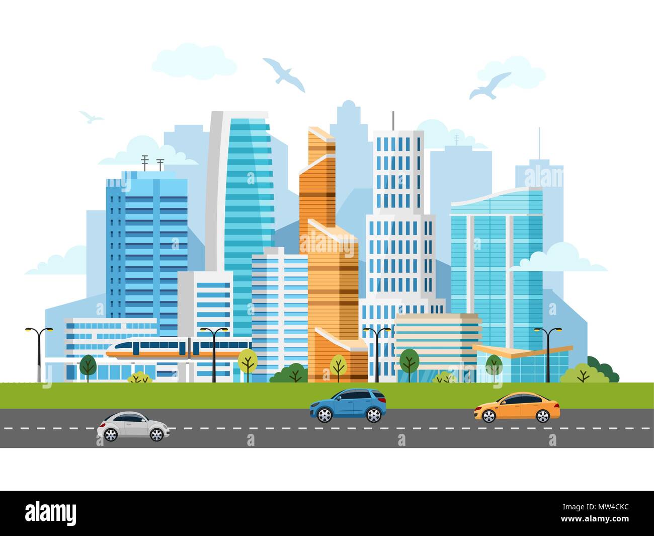 City downtown skyscrapers vector landscape Stock Vector Image & Art - Alamy