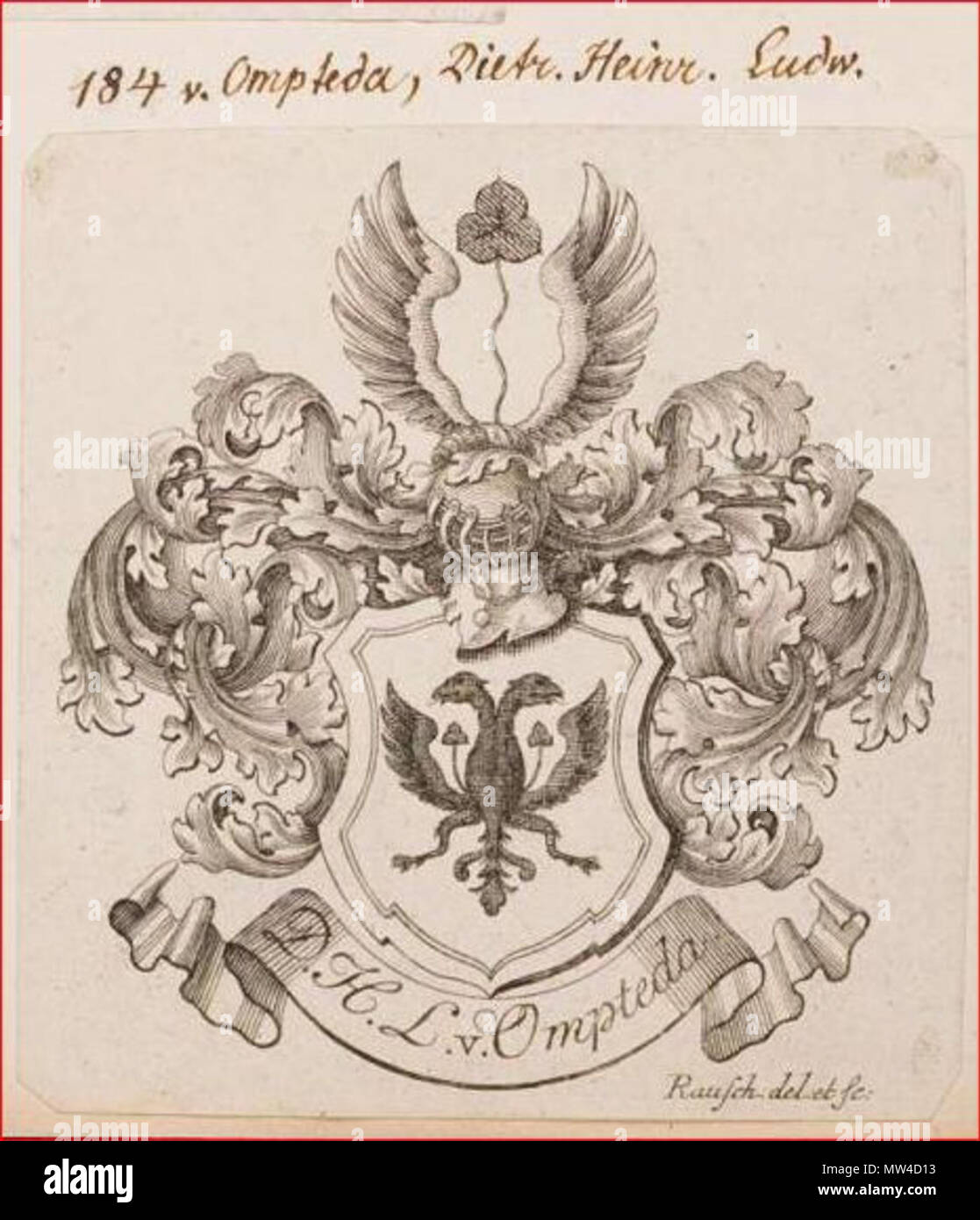 . English: Armorial exlibris of w:de:Dietrich Heinrich Ludwig von ...
