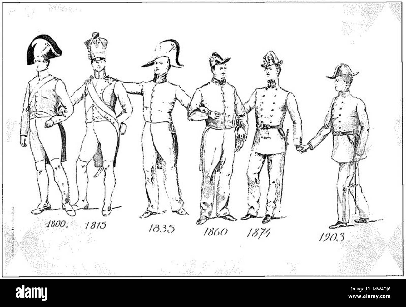664 Évolution uniforme polytechnique 1800-1903 Stock Photo - Alamy