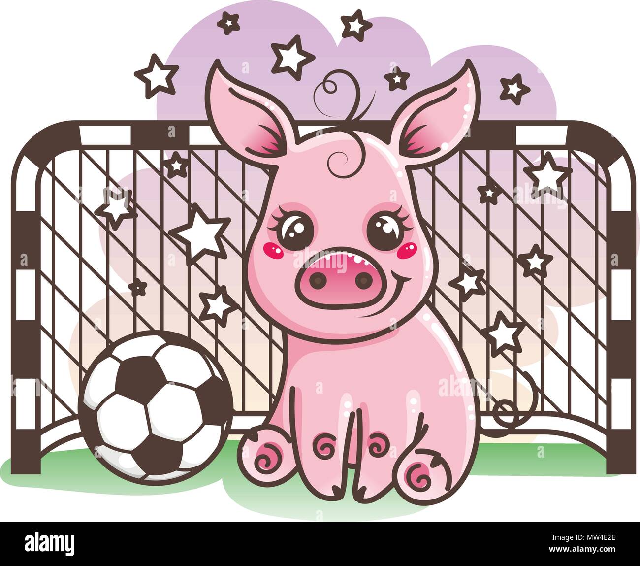 Cute cartoon pig with a soccer ball. Vector illustration. Baby animal ...