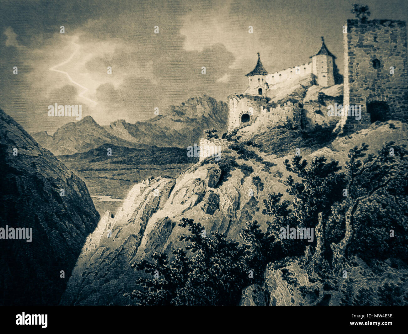 . English: Cetatea Rasnov by Ludwig Rohbock . by 1883. Ludwig Rohbock ...