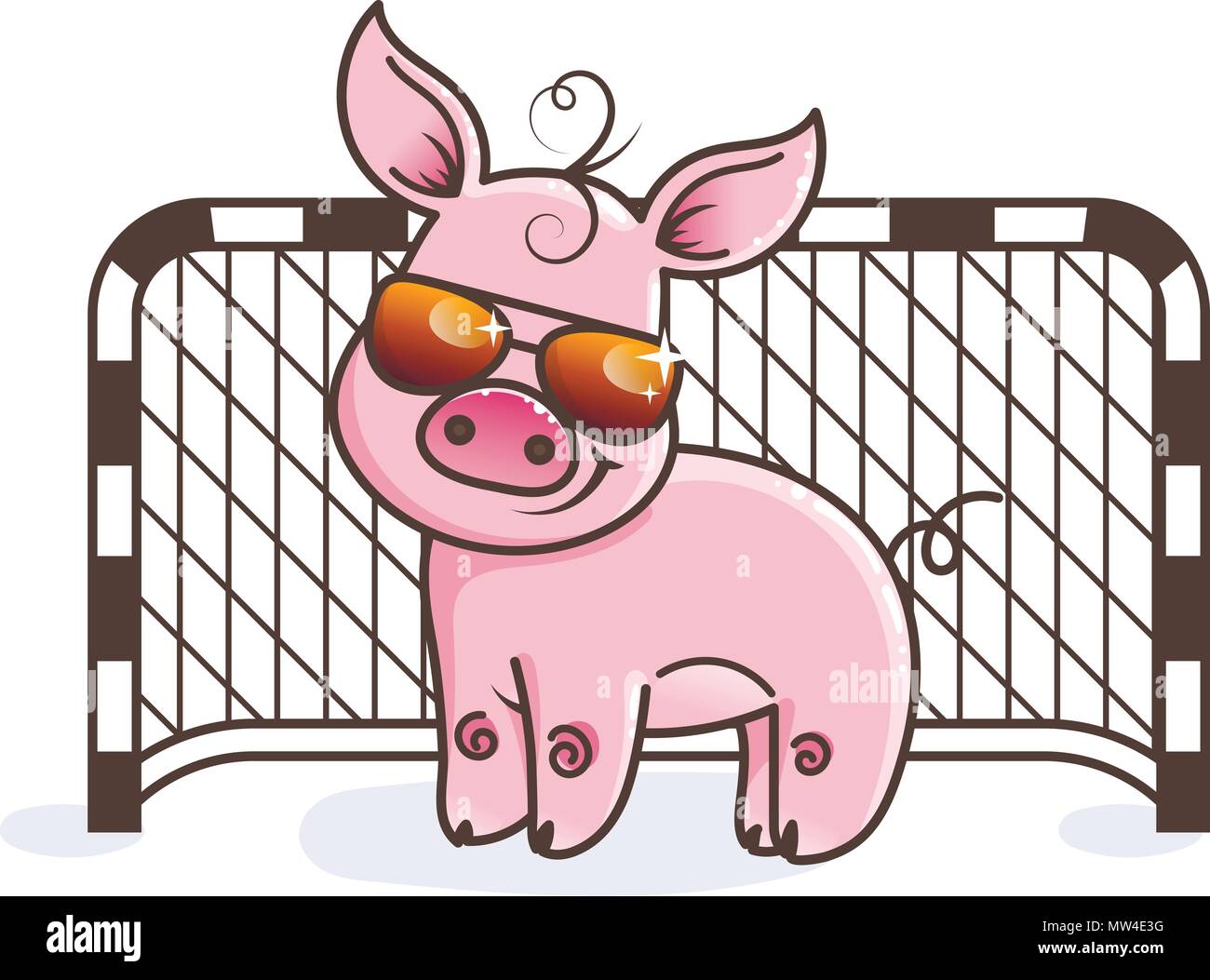 Cute cartoon pig with a soccer ball. Vector illustration. Baby animal ...