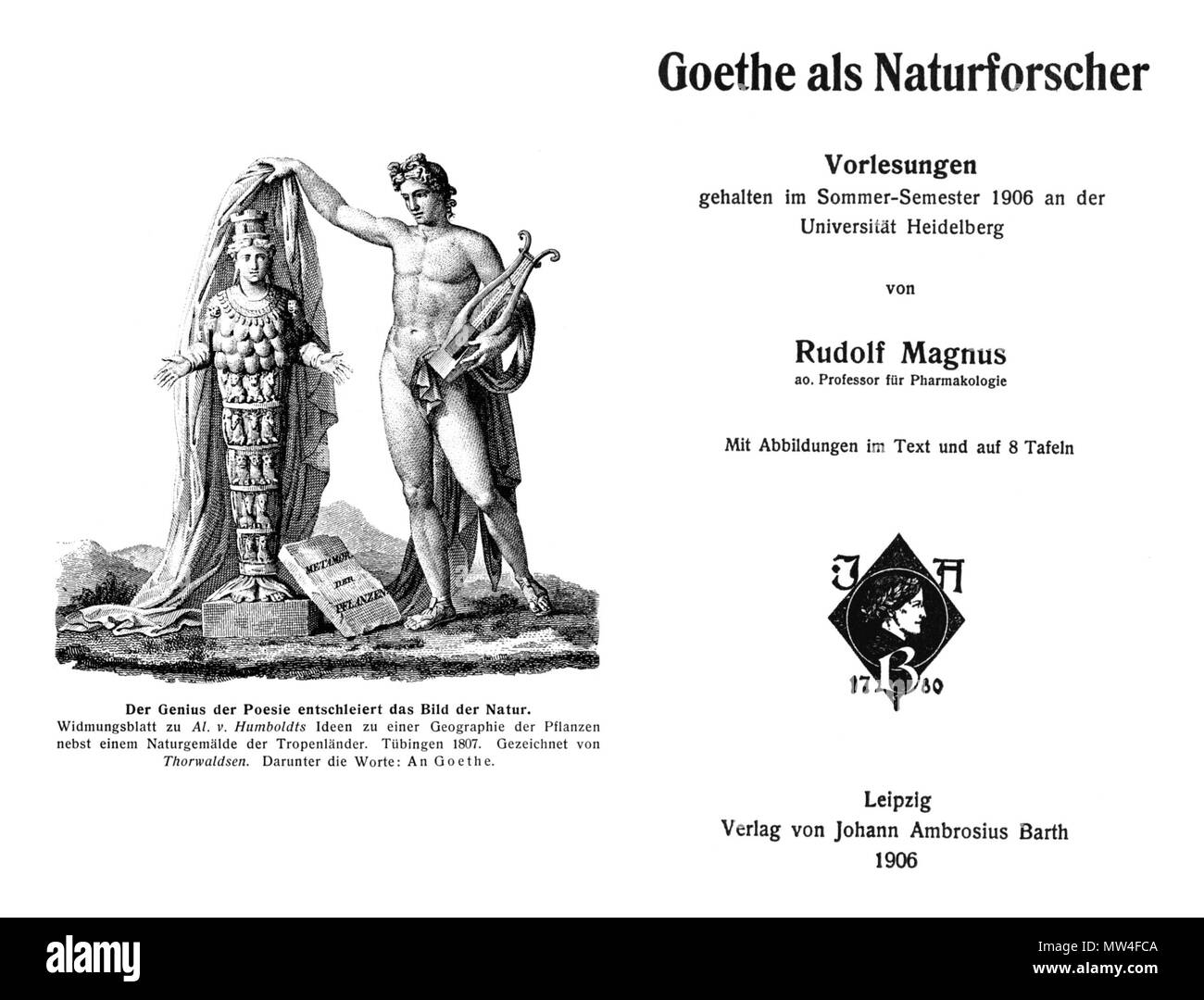 . English: Frontispiece and title page of Rudolf Magnus' book. 19 ...