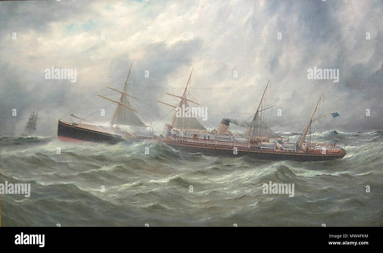 . English: White Star Liner Adriatic (1871). Oil on Canvas, 22 ¼ x 36 ...